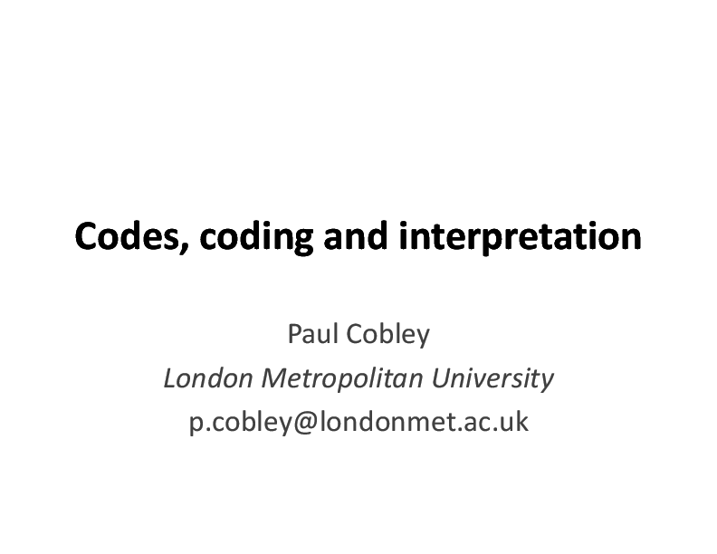 (PPT) 'Codes, coding and interpretation'
