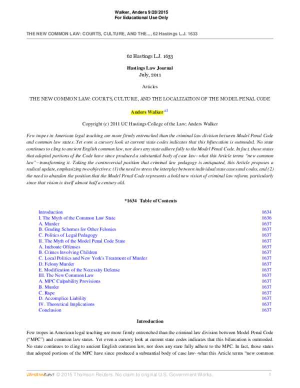 (PDF) The New Common Law: Courts, Culture, and the Localization of the ...