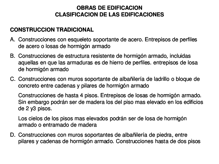 (PDF) OBRAS DE EDIFICACION CLASIFICACION DE LAS EDIFICACIONES CONSTRUCCION TRADICIONAL
