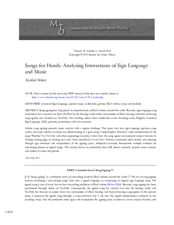 (PDF) "Songs for Hands: Analyzing Interactions of Sign Language and ...