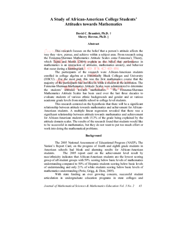 (PDF) A Study of African-American College Students' Attitudes towards ...