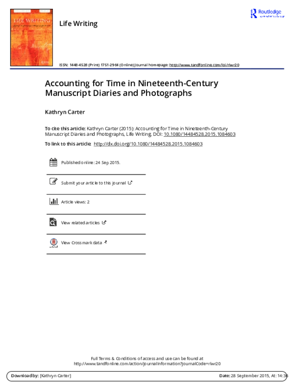 (PDF) Accounting for Time in 19th-century Manuscript Diaries and ...