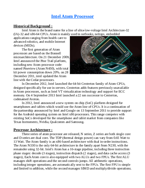 (PDF) Intel Atom Processor