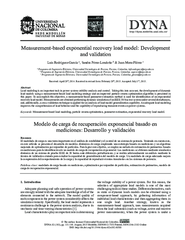 (PDF) Measurement-based exponential recovery load model: Development and validation
