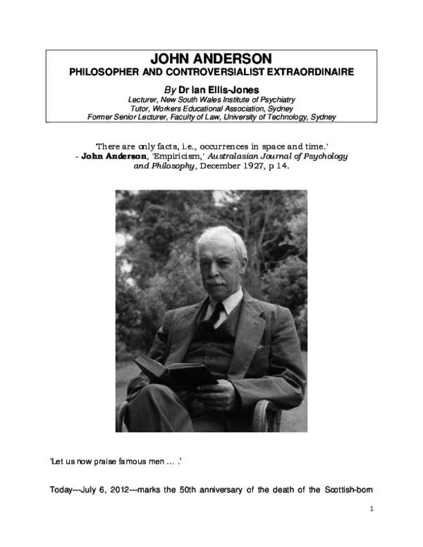 (PDF) 'John Anderson: Philosopher and Controversialist Extraordinaire'