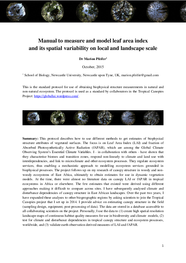 (PDF) Manual to measure and model leaf area index and its spatial variability on local and ...