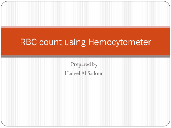 (PDF) RBC count using Hemocytometer