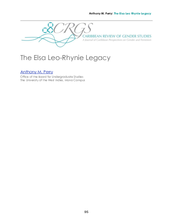 (PDF) The Elsa Leo-Rhynie Legacy