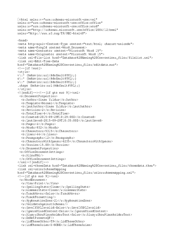 (DOC) Database Naming Conventions