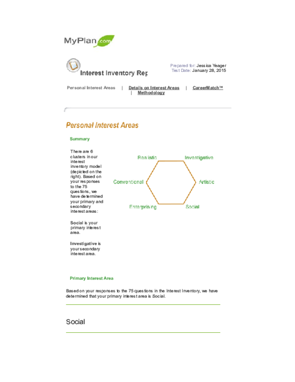 (DOC) Career interest inventory survey