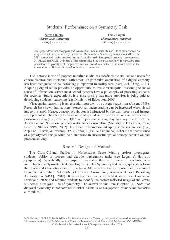(PDF) Students’ performance on a symmetry task