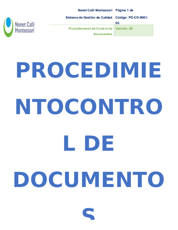 (DOC) CONTROL DE DOCUMENTOS ISO 9000