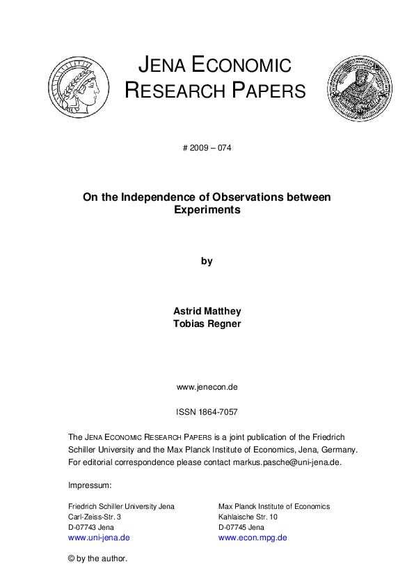 (PDF) On the Independence of Observations between Experiments
