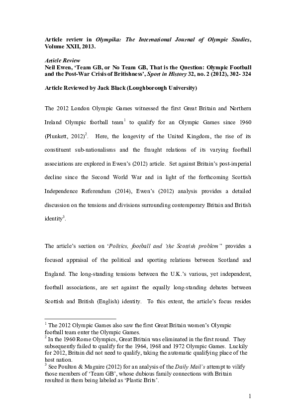 (PDF) Review: Neil Ewen, 'Team GB, or No Team GB, That is the Question ...