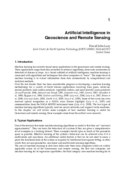 (PDF) Artificial Intelligence in Geoscience & Remote Sensing