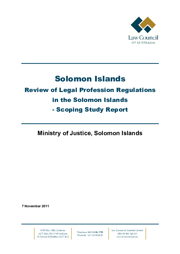 (PDF) Review of Legal Profession Regulations in the Solomon Islands ...
