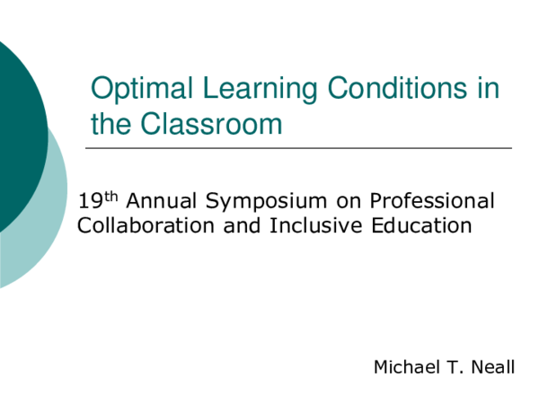 (PDF) Optimal Learning Conditions in the Classroom