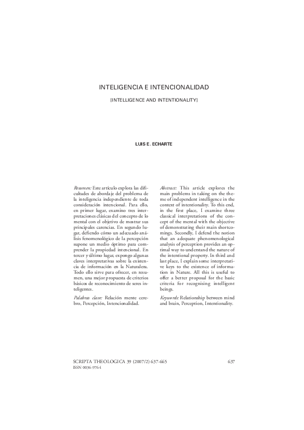 (PDF) Inteligencia e intencionalidad