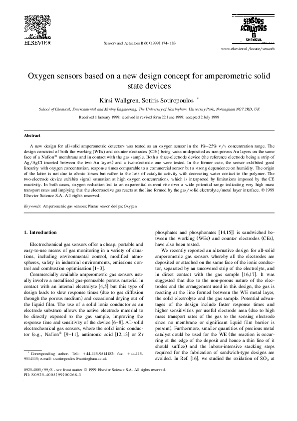 (PDF) Oxygen sensors based on a new design concept for amperometric ...