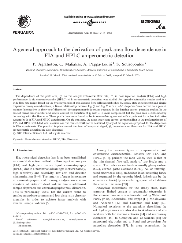 (PDF) A general approach to the deri v ation of peak area ﬂow ...