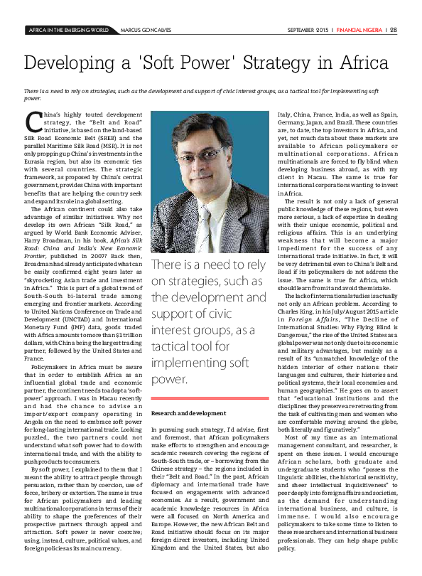 (PDF) Developing a 'Soft Power' Strategy in Africa