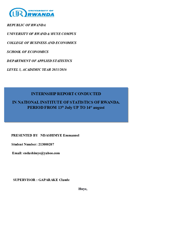 (DOC) NDASHIMYE EMMANUEL REPOT OF INTERNSHIP (DOC) NDASHIMYE EMMANUEL REPOT OF INTERNSHIP