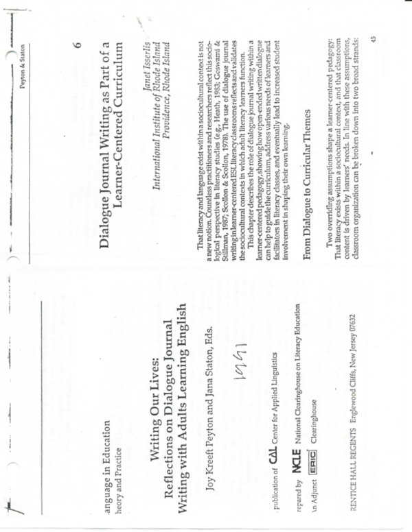 (PDF) Dialogue Journal Writing as part of a Learner-Centered Curriculum
