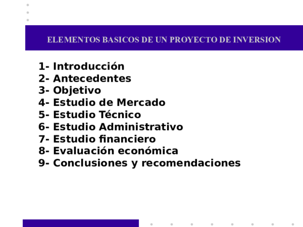 (PPT) Elementos basicos de un proyecto de inversion