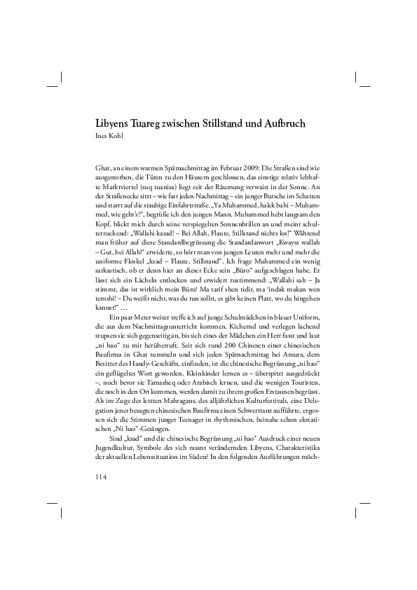 2010: Libyens Tuareg zwischen Stillstand und Aufbruch. In ...