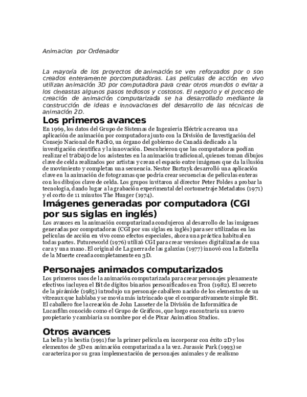 (DOC) Animacion por Ordenador