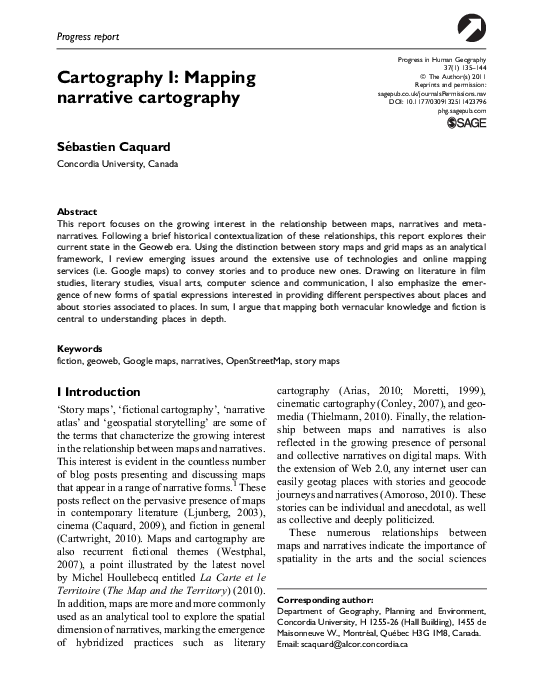 (PDF) Cartography I: Mapping narrative cartography