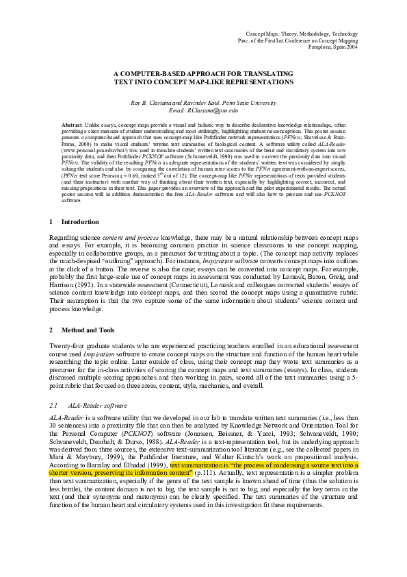 (PDF) A COMPUTER-BASED APPROACH FOR TRANSLATING TEXT INTO CONCEPT MAP-LIKE REPRESENTATIONS