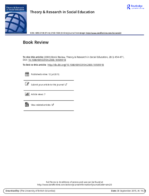 (PDF) Democratic Social Education: Social Studies for Social Change | E. Wayne Ross - Academia.edu