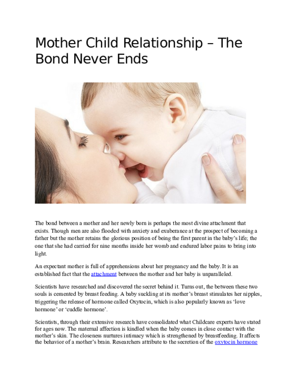 (DOC) Mother Child Relationship – The Bond Never Ends