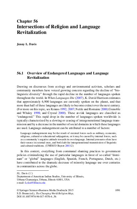 (PDF) Intersections of Religion and Language Revitalization