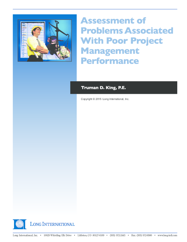 Long Intl Assessment of Problems Associated with Poor PM Performance
