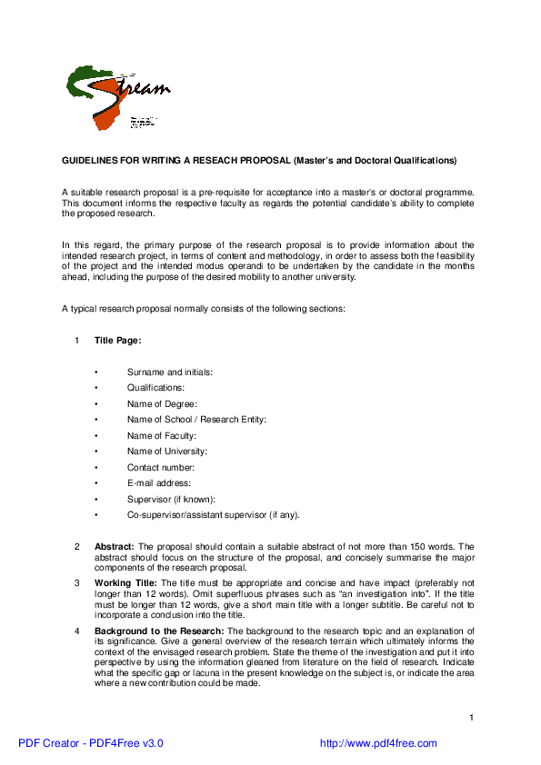 (PDF) Guidelines for writing proposals