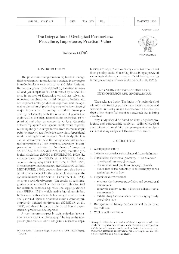 (PDF) The Integration of Geological Parameters: Procedure, Importance, Practical Value