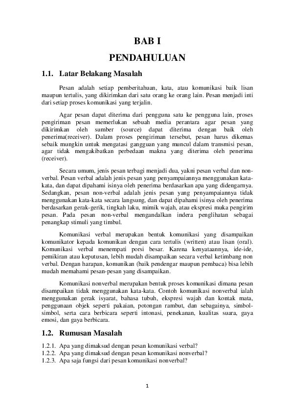 (PDF) Pesan Komunikasi (Verbal dan Nonverbal