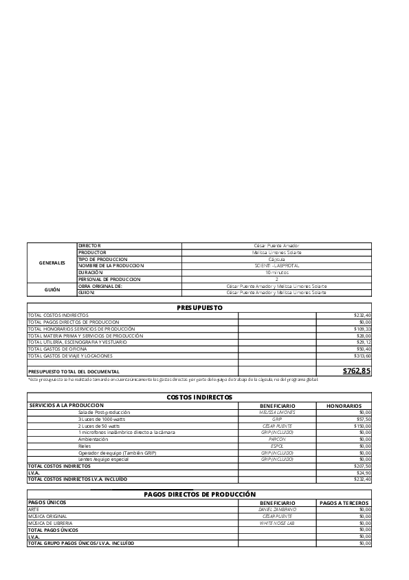 (PDF) Presupuesto para proyectos audiovisuales