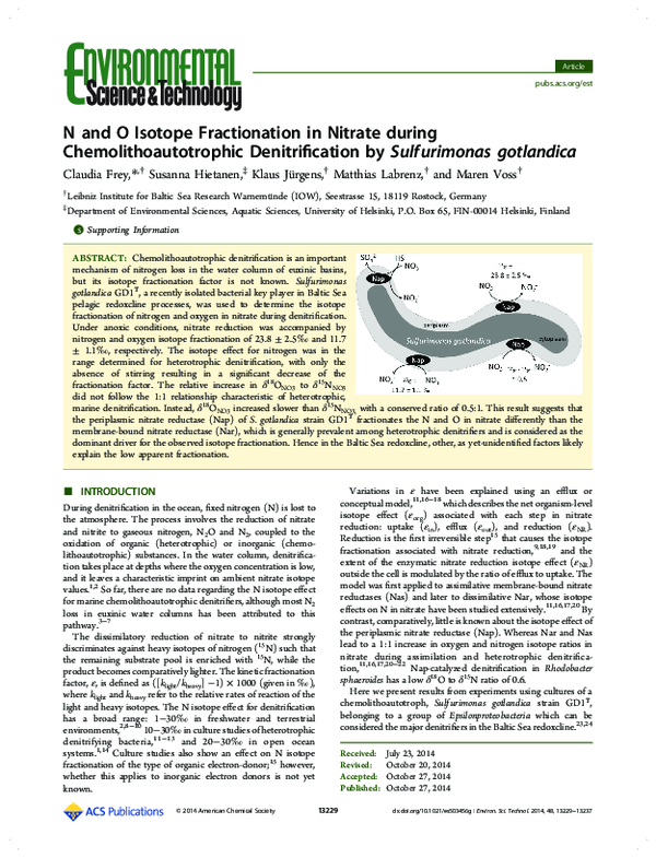 (PDF) N and O Isotope Fractionation in Nitrate during ...