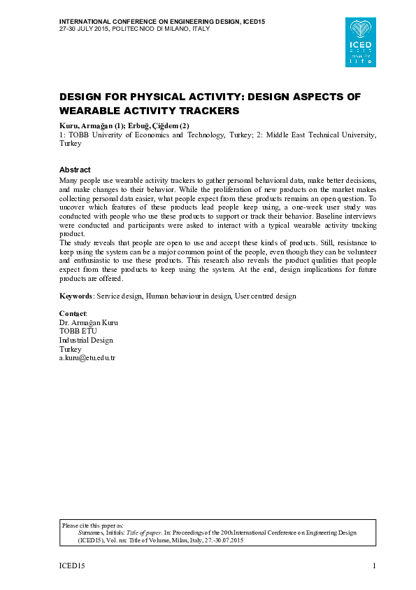 Design for Physical Activity: Design Aspects of Wearable Activity Trackers