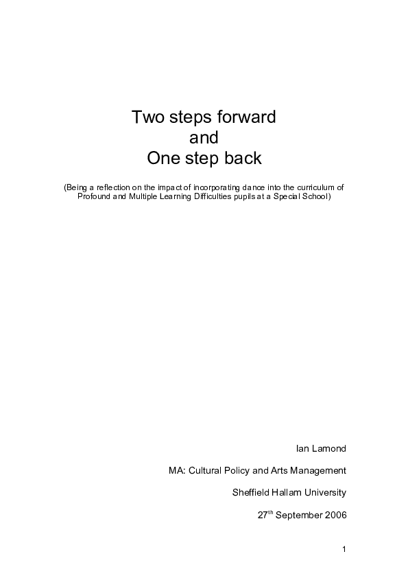 (DOC) Two steps forward and one step back: Incorporating dance into the ...