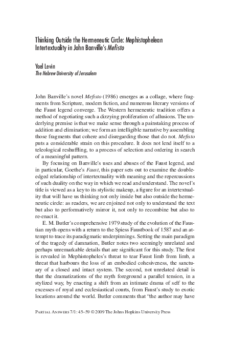 (PDF) Thinking Outside the Hermeneutic Circle: Mephistophelean ...
