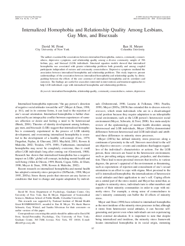(PDF) Internalized Homophobia and Relationship Quality among Lesbians ...