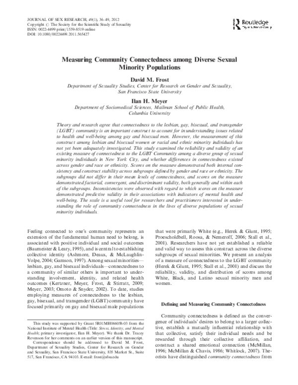 Pdf Measuring Community Connectedness Among Diverse Sexual Minority 5894