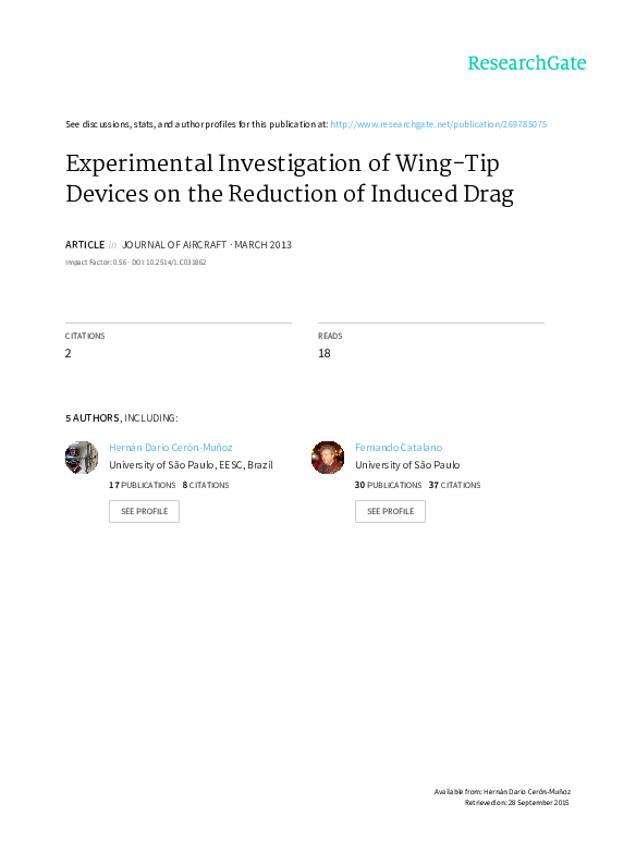 (PDF) Experimental Investigation of Wing-Tip Devices on the Reduction ...