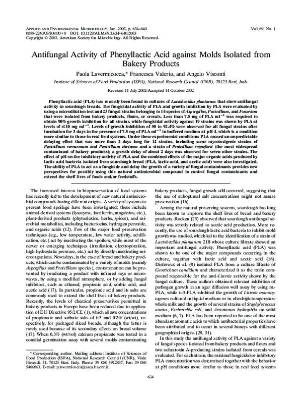 (PDF) Antifungal Activity of Phenyllactic Acid against Molds Isolated ...
