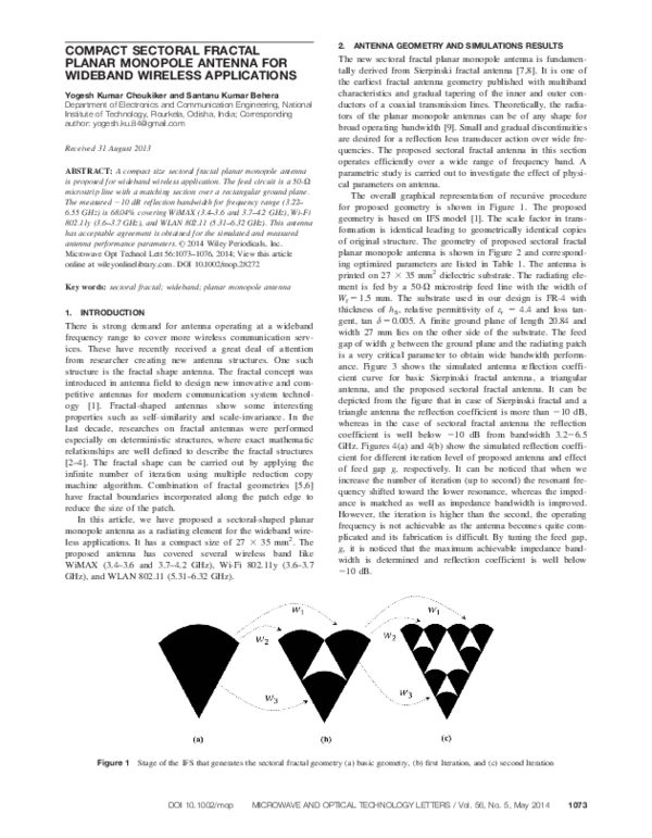 (PDF) COMPACT SECTORAL FRACTAL PLANAR MONOPOLE ANTENNA FOR WIDEBAND WIRELESS APPLICATIONS