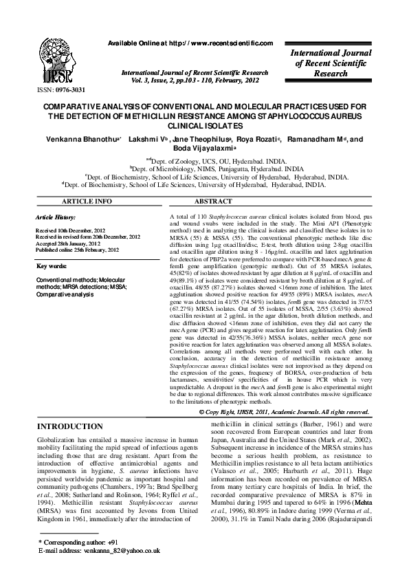 Pdf Comparative Analysis Of Conventional And Molecular Practices Used For The Detection Of